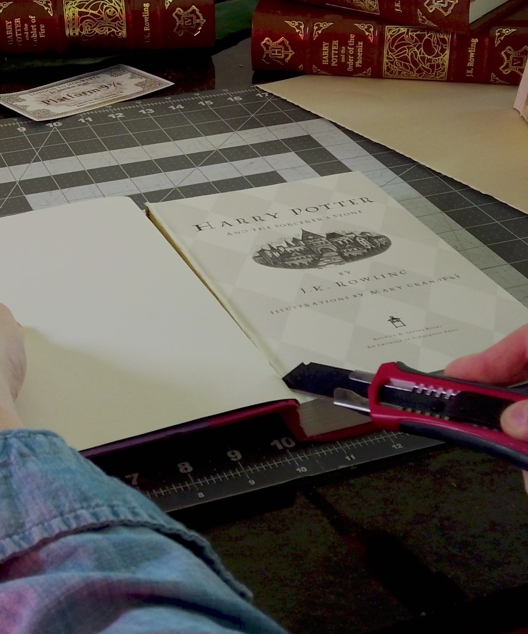 Harry Potter Series Rebound in Gold Embossed Leather | Ingenius Designs